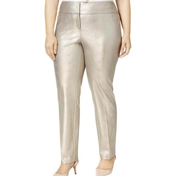 Alfani | Pants & Jumpsuits | Alfani Womens Plus Metallic Gold Coated ...